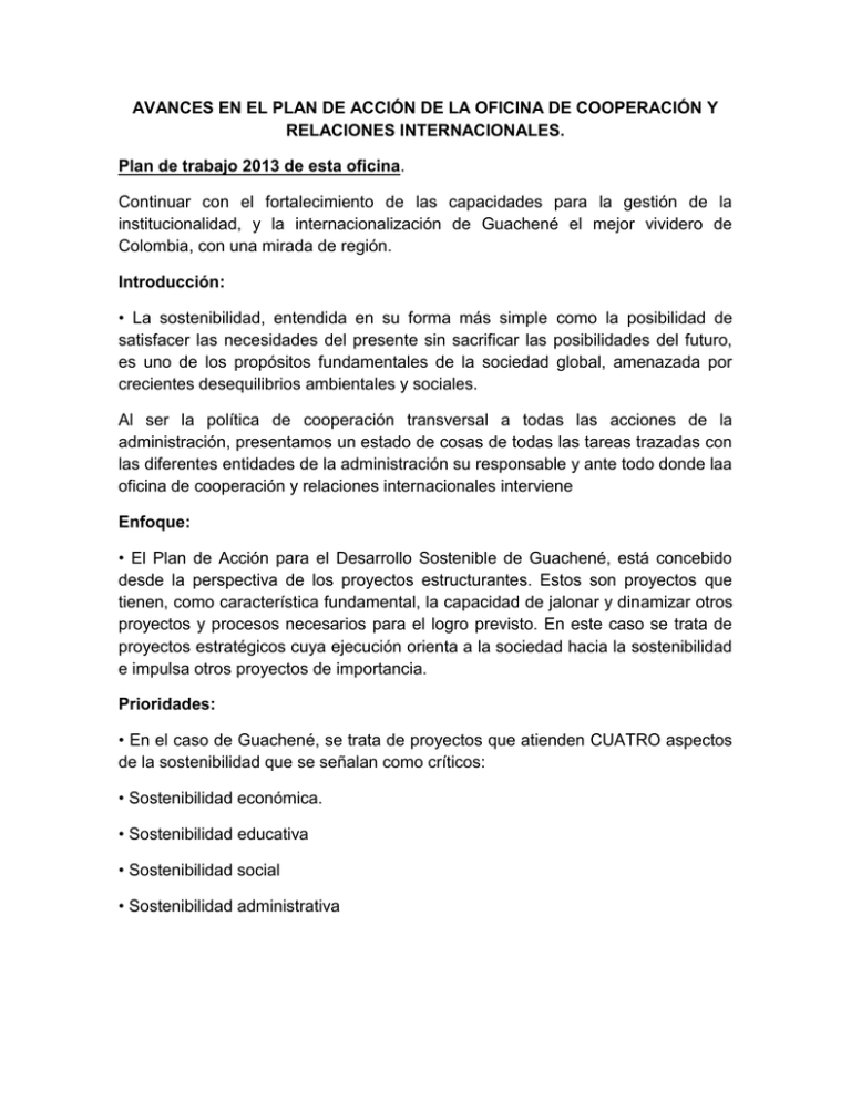 PLAN DE ACCION EDUCACION Y COOPERACION