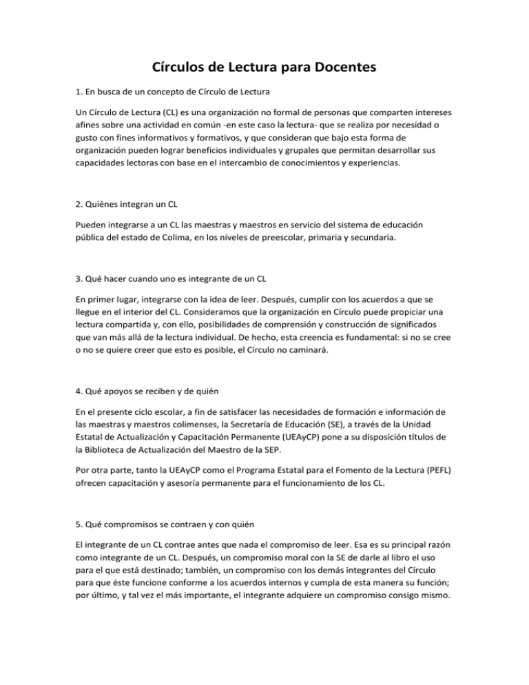 Círculos de Lectura para Docentes