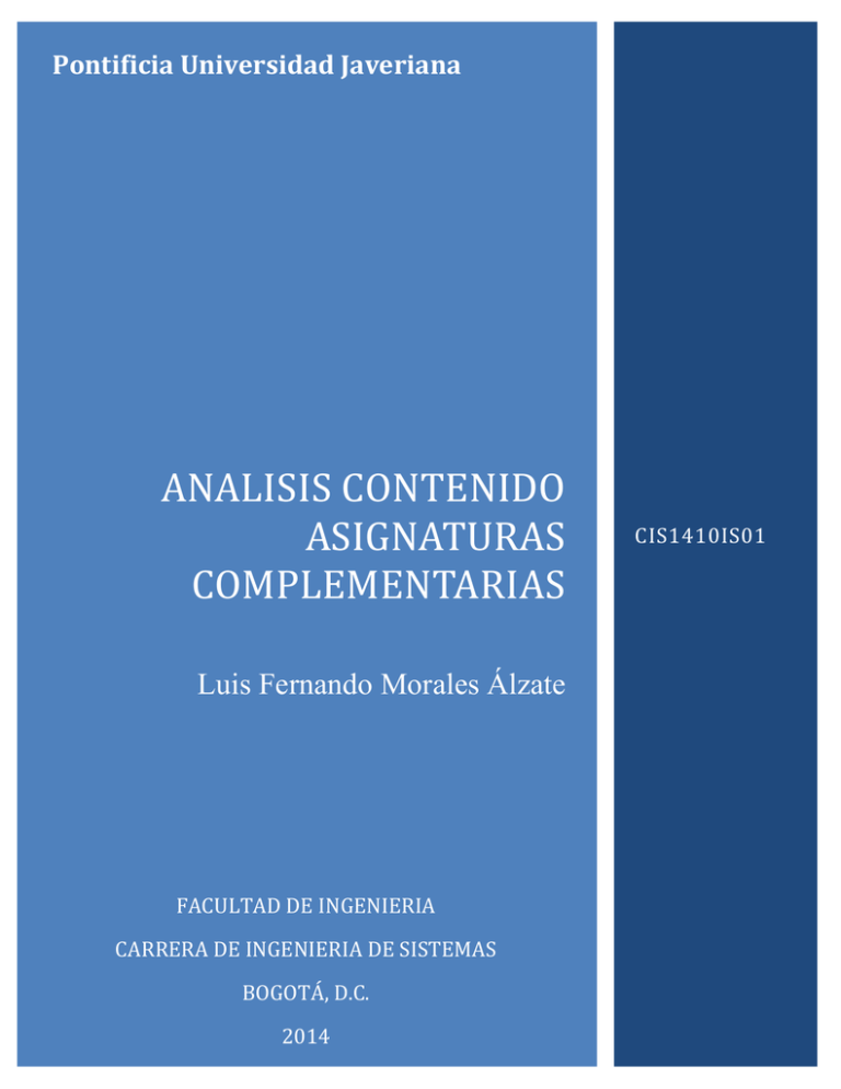 Analisis COntenido Asignaturas Complementarias