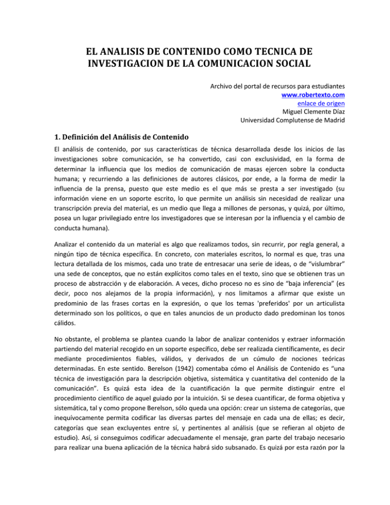 1. Definición del Análisis de Contenido