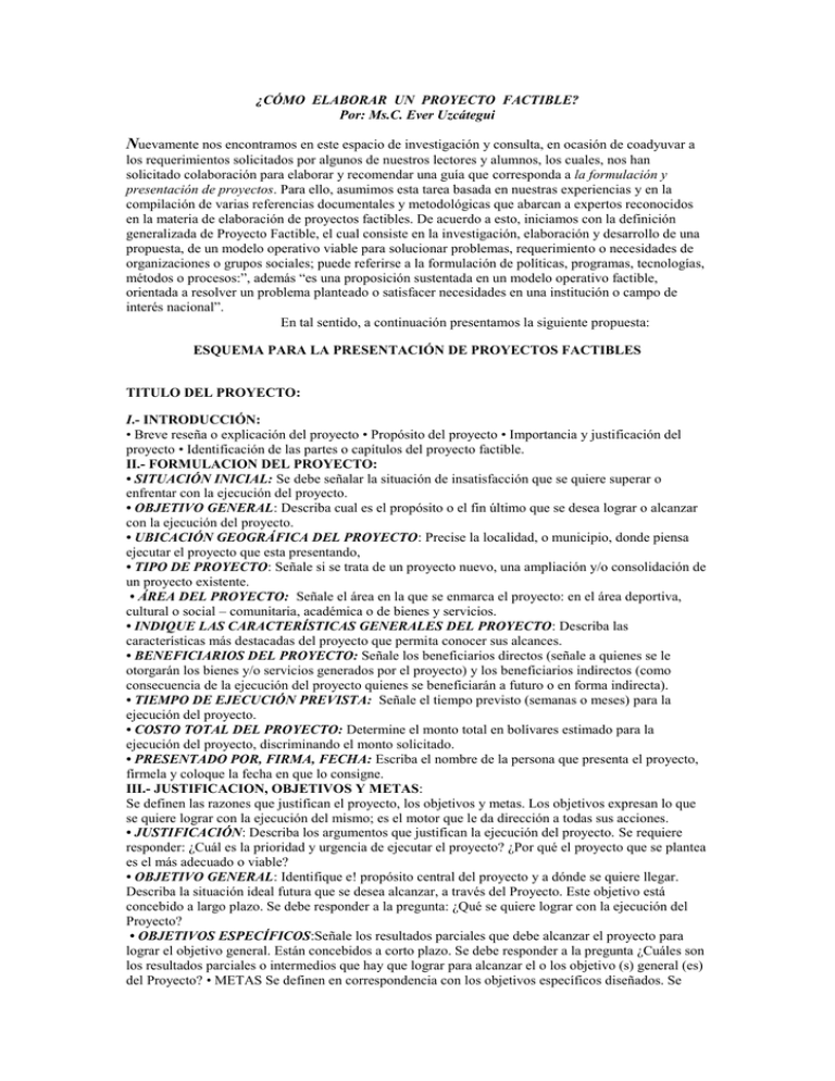 ¿CÓMO ELABORAR UN PROYECTO FACTIBLE