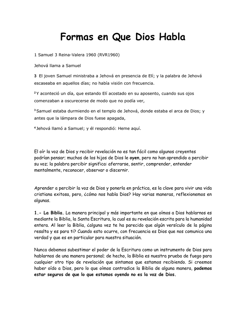 Formas en Que Dios Habla