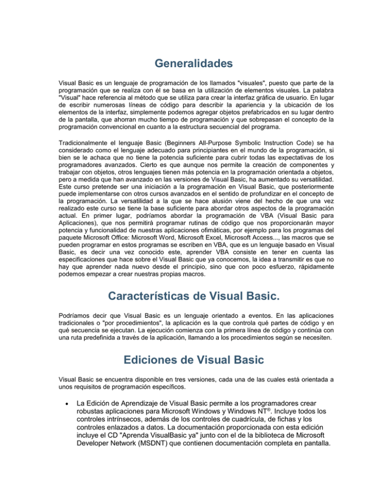 Generalidades de visual basic