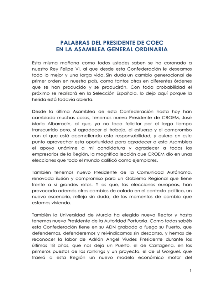 Anexo. Discurso del Presidente.