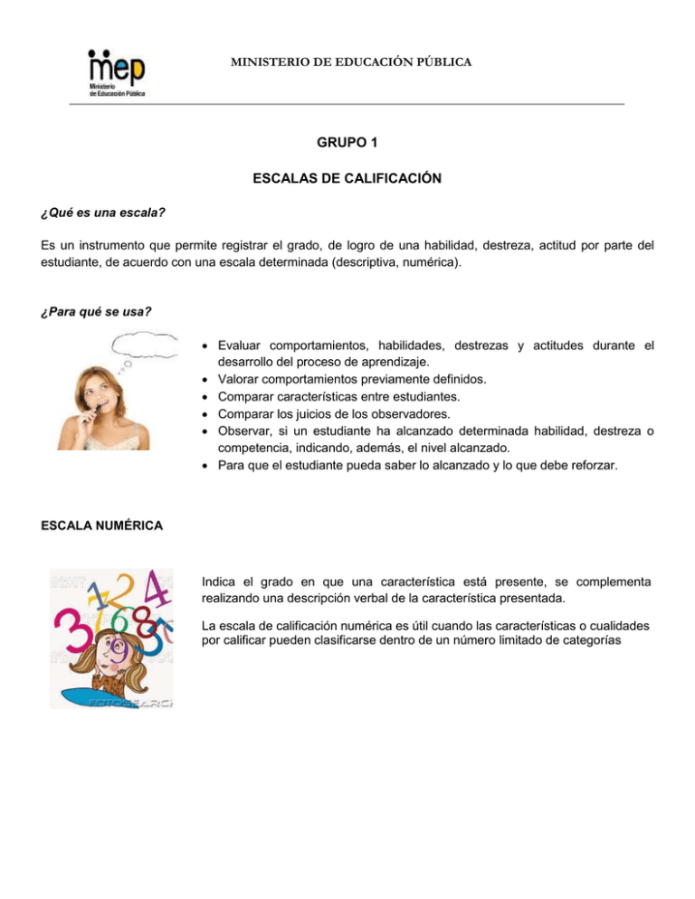 GRUPO 1 ESCALAS DE CALIFICACIÓN