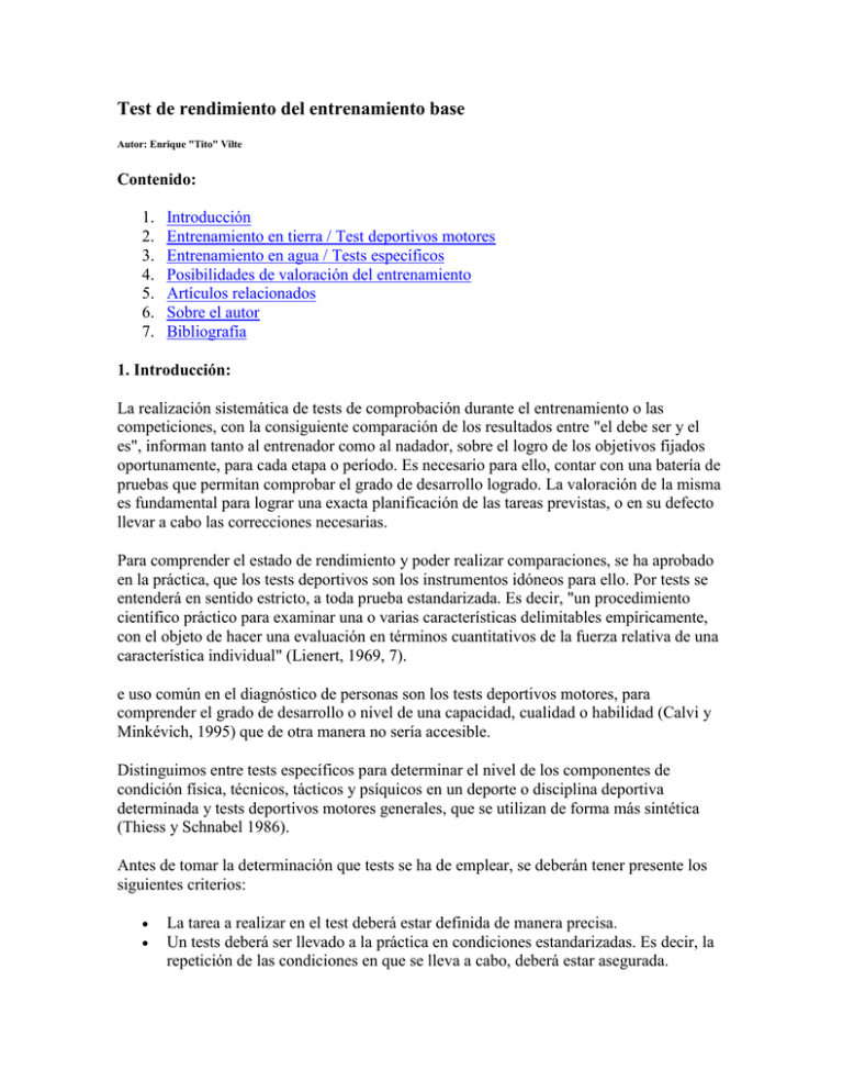 Test de rendimiento del entrenamiento base