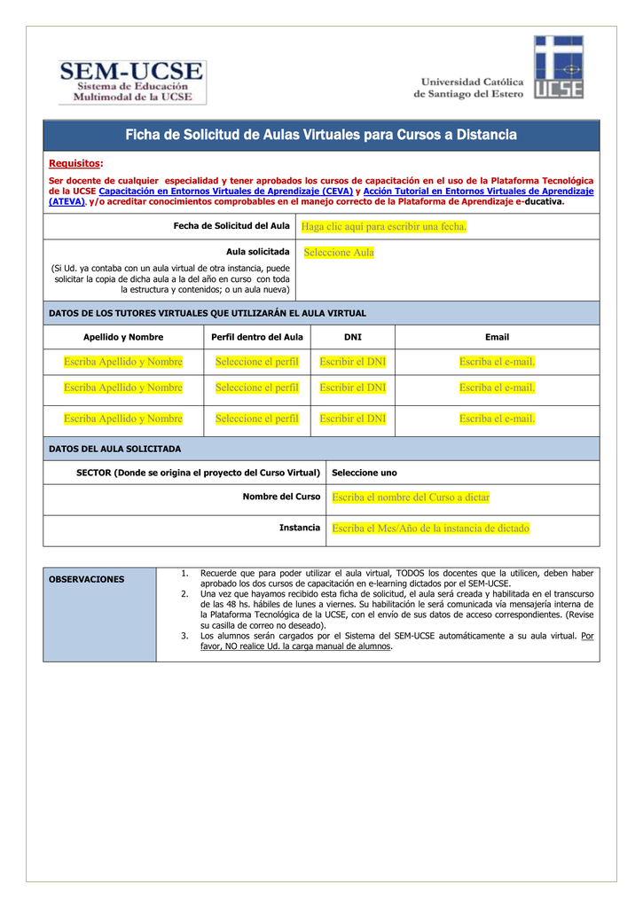 Formulario de Solicitud de Aula Virtual