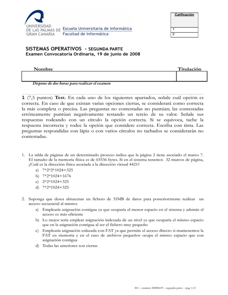 SISTEMAS OPERATIVOS - Nombre Titulación 1