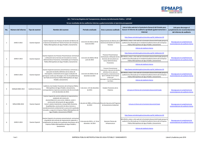 Literal H: Auditorías