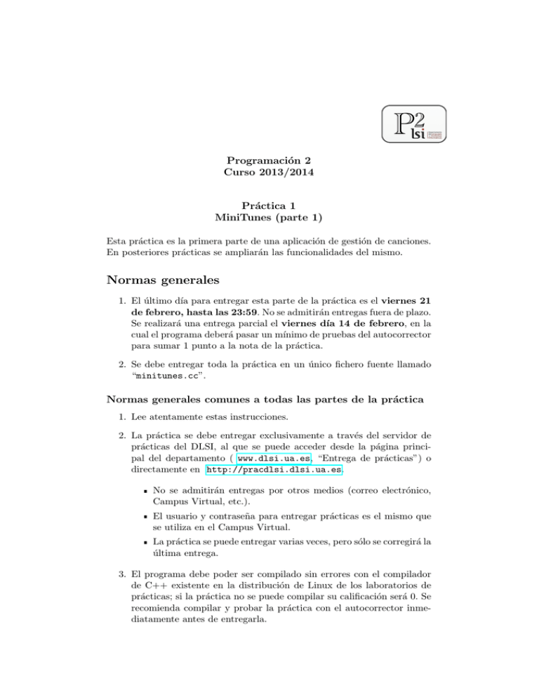 Programaci´ on 2 Curso 2013/2014 Pr´