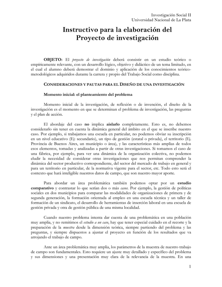 Instructivo para elaborar Proyectos de Investigación