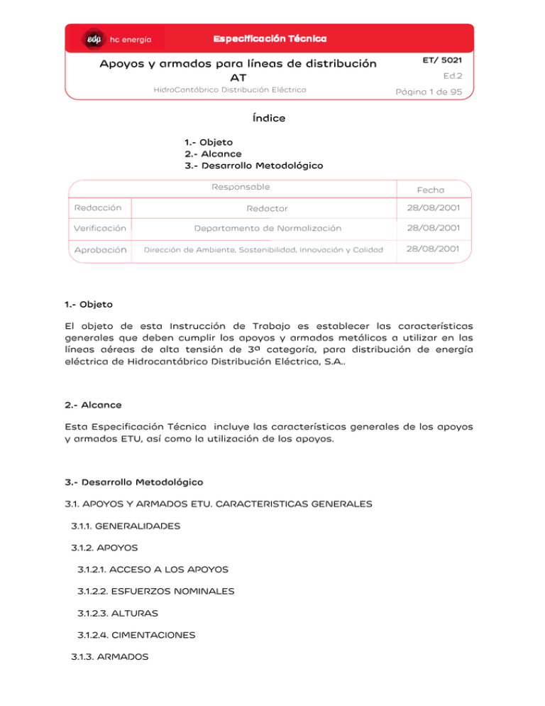 Apoyos y armados para l neas de distribuci n AT