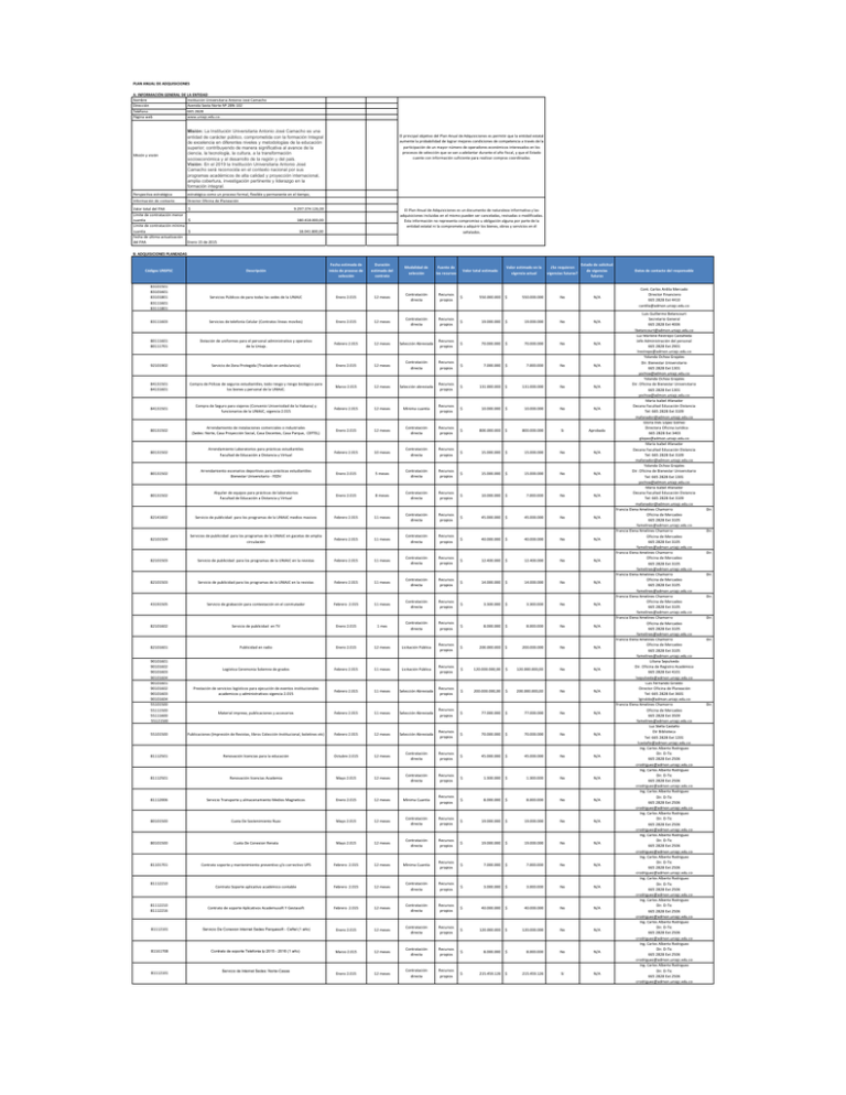 Plan Anual de Adquisiciones