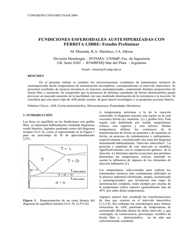 FUNDICIONES ESFEROIDALES AUSTEMPERIZADAS CON FERRITA LIBRE: Estudio ...
