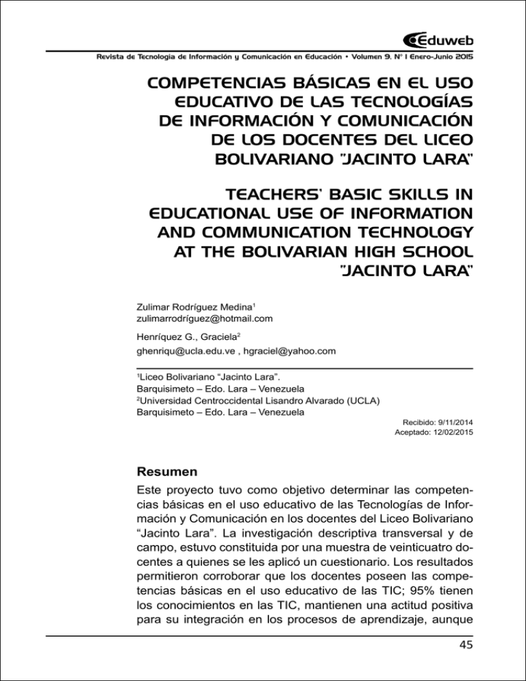 CompETENCIAs bÁsICAs EN El uso EDuCATIVo DE lAs TECNologÍAs