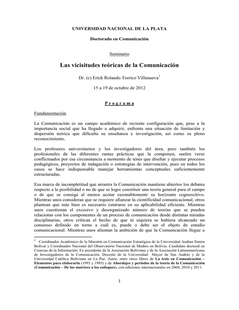 Las vicisitudes teóricas de la Comunicación