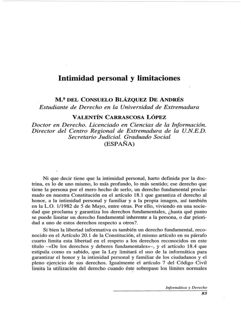 Intimidad personal limitaciones y
