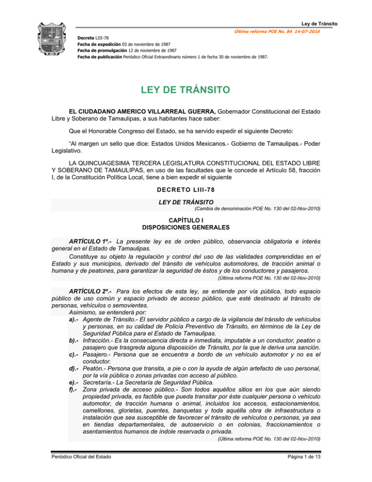 Ley de Tránsito