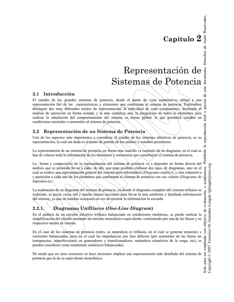 Capitulo 2: Representación de Sistemas de Potencia