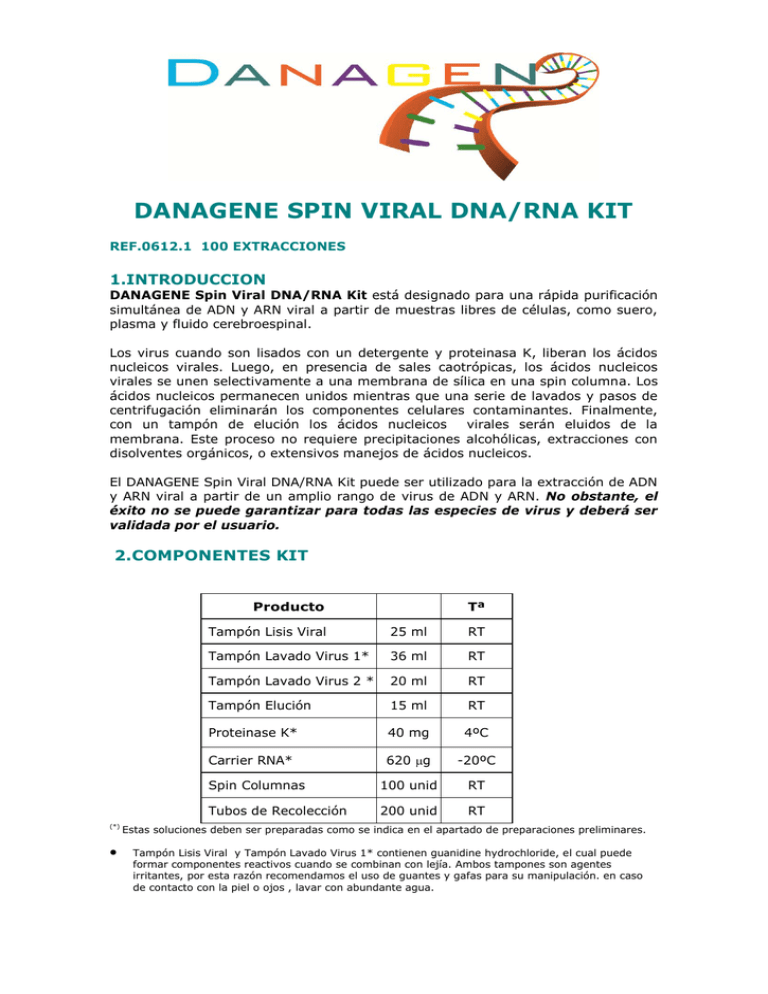 DANAGENE SPIN VIRAL DNA/RNA KIT 1.INTRODUCCION