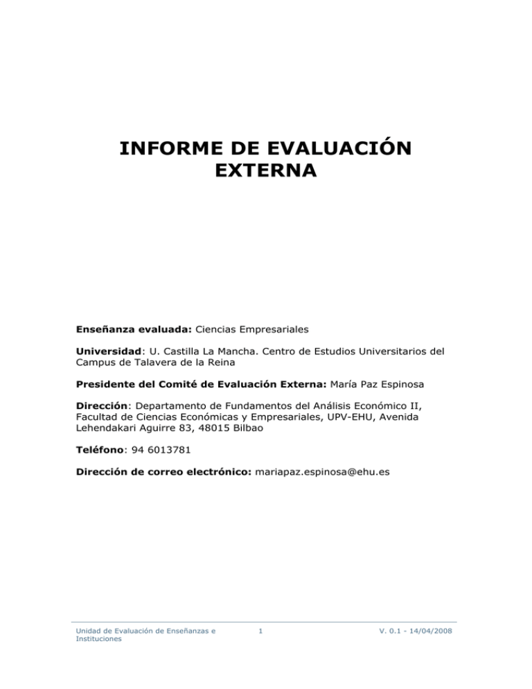 INFORME DE EVALUACIÓN EXTERNA