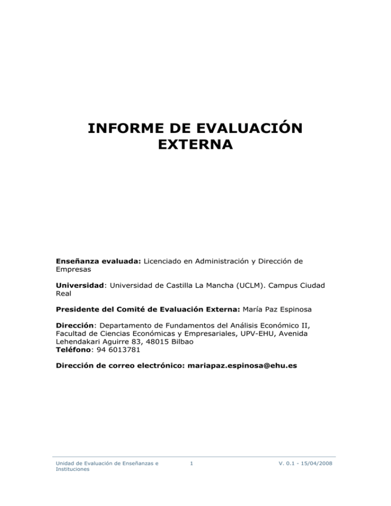 INFORME DE EVALUACIÓN EXTERNA