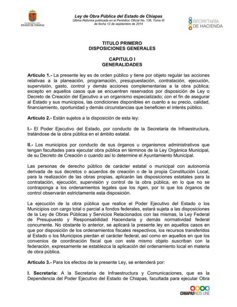 Ley de Obra P blica del Estado de Chiapas