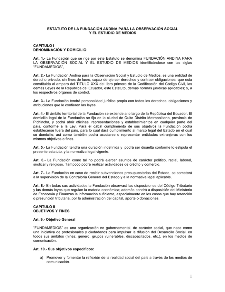 Estatutos de la organización