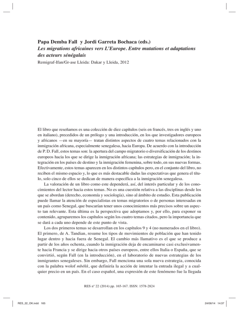 PAPA DEMBA FALL Y JORDI GARRETA BOCHACA (EDS.), Les migrations ...