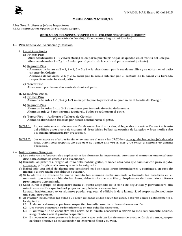 Memo 002-15 operación Francisca Cooper