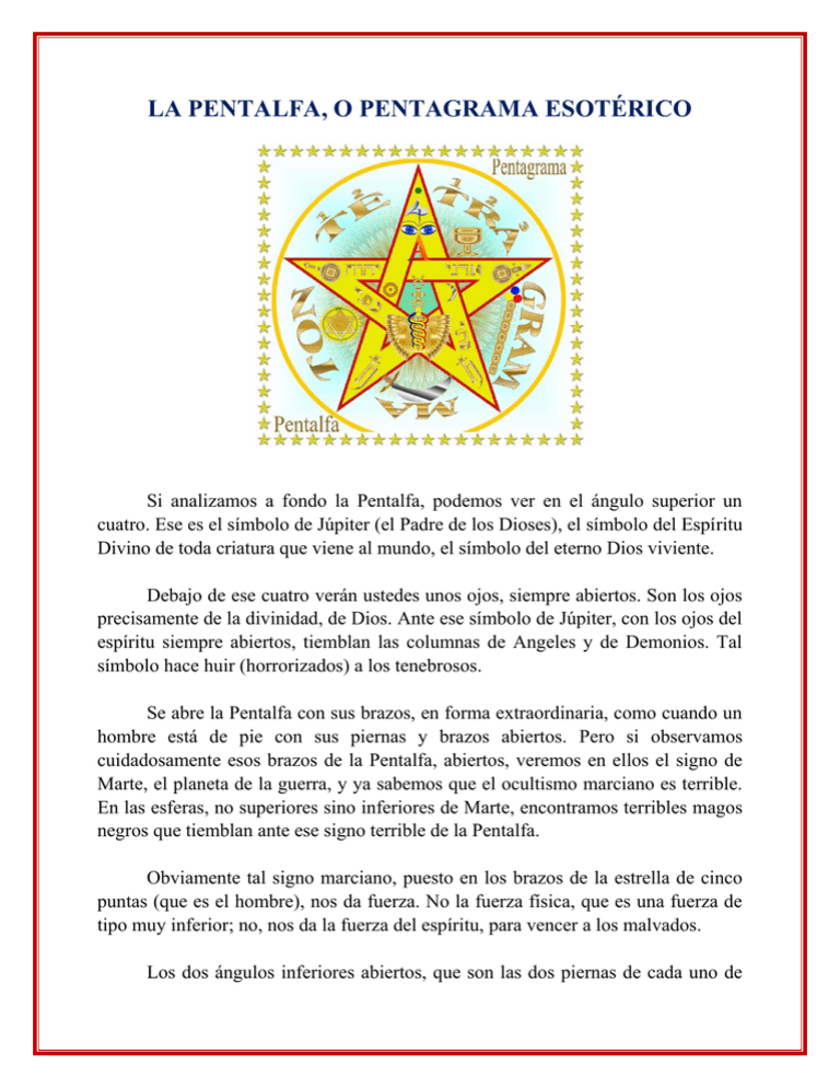 La Pentalfa o Pentagrama Esotérico