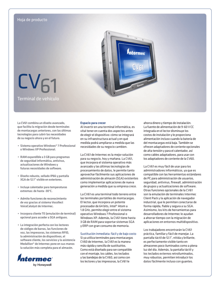 CV 61 Terminal de vehículo Hoja de producto