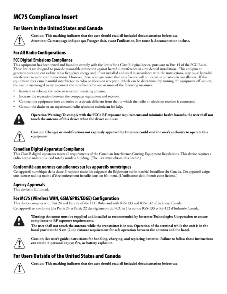 MC75 Compliance Insert