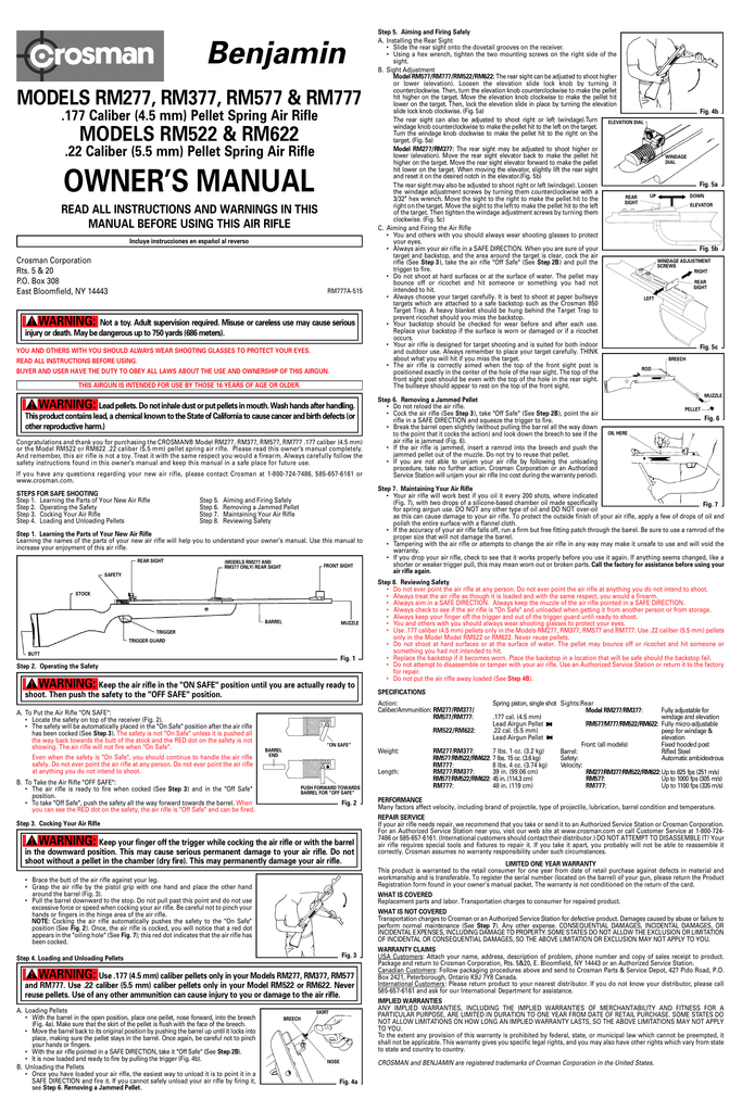 Benjamin RM277 RM377 RM522 RM577 RM622 RM777
