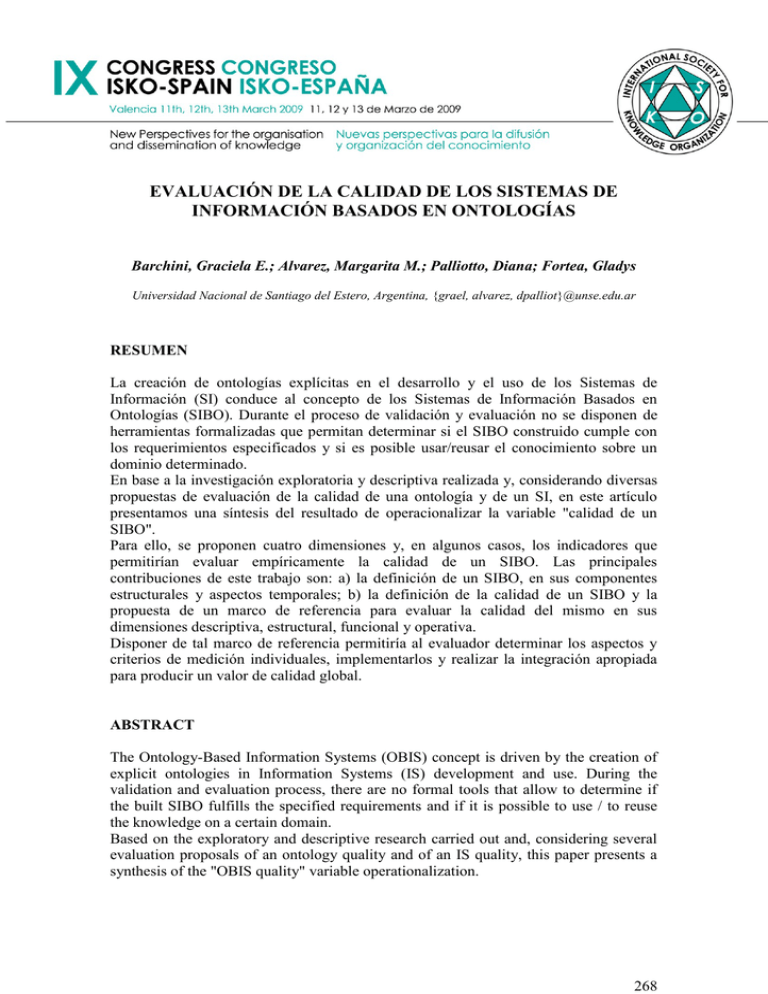Evaluación de la calidad de los sistemas de información basados en ontologías