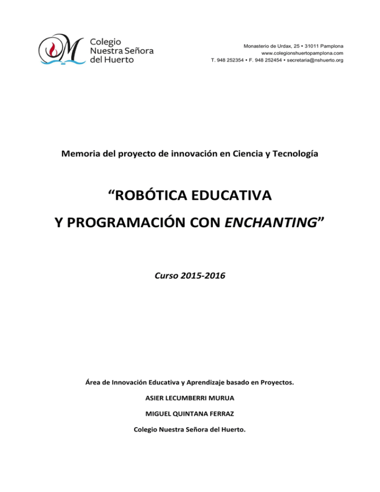 Memoria Proyecto de robótica y programación HUERTO