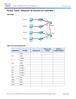 Packet Tracer: Diseño e implementación de un esquema de direccionamiento VLSM (instrucciones)