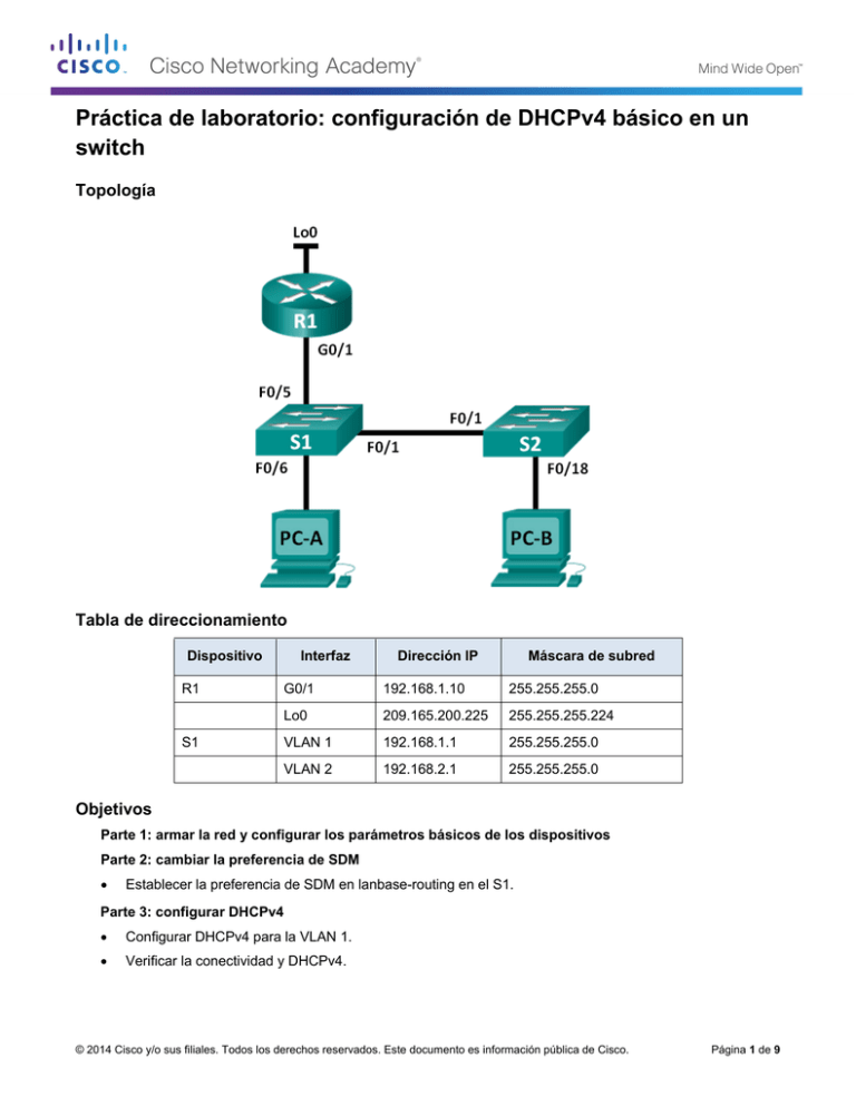 DHCPv4 Configuración en Switch Cisco: Práctica de Laboratorio