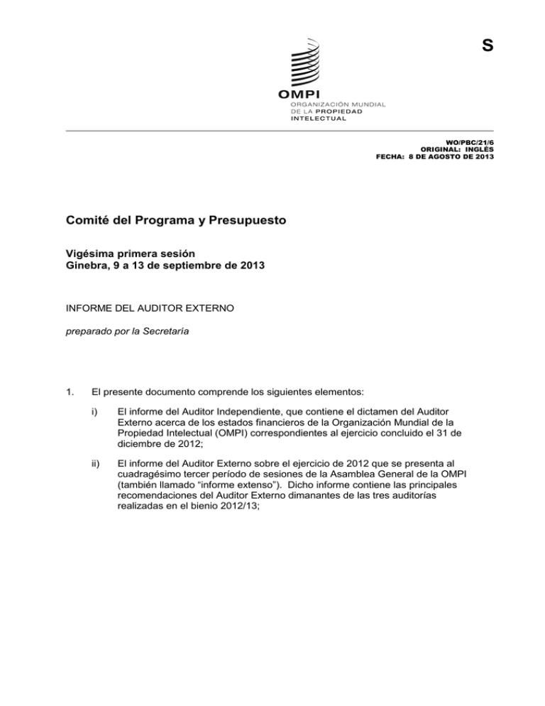 S Comité del Programa y Presupuesto Vigésima primera sesión