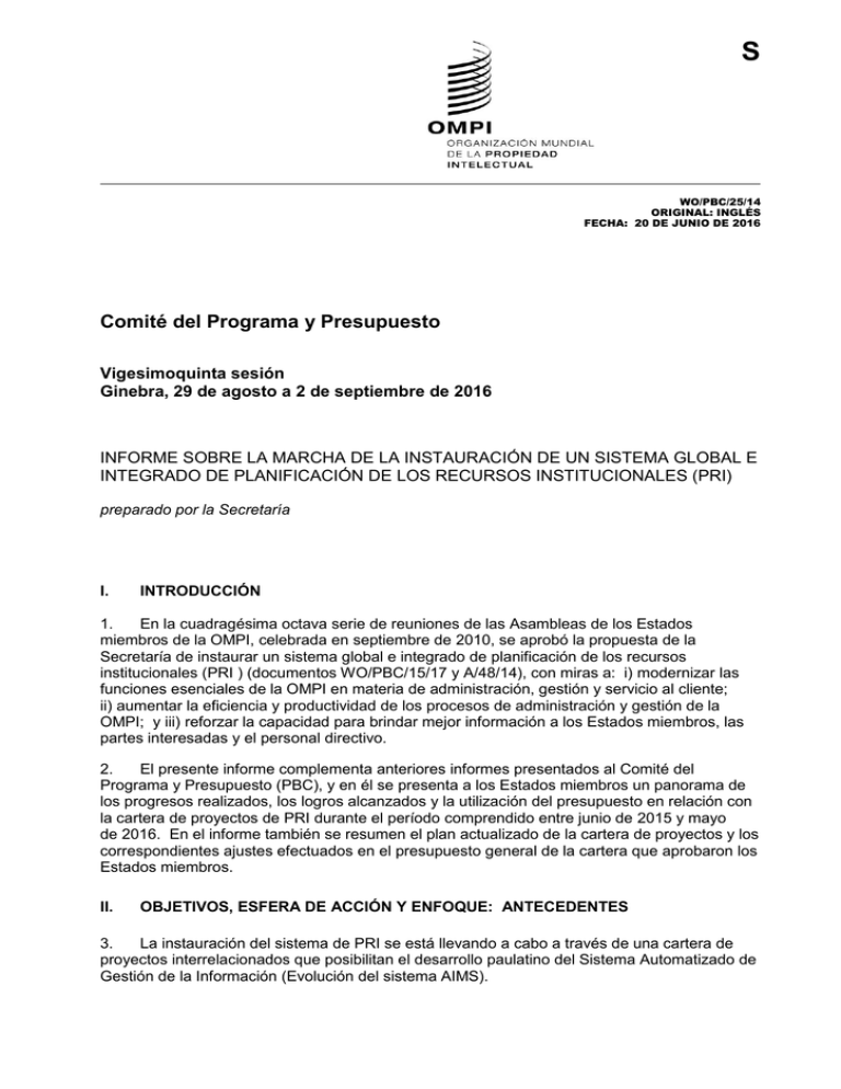 S Comité del Programa y Presupuesto