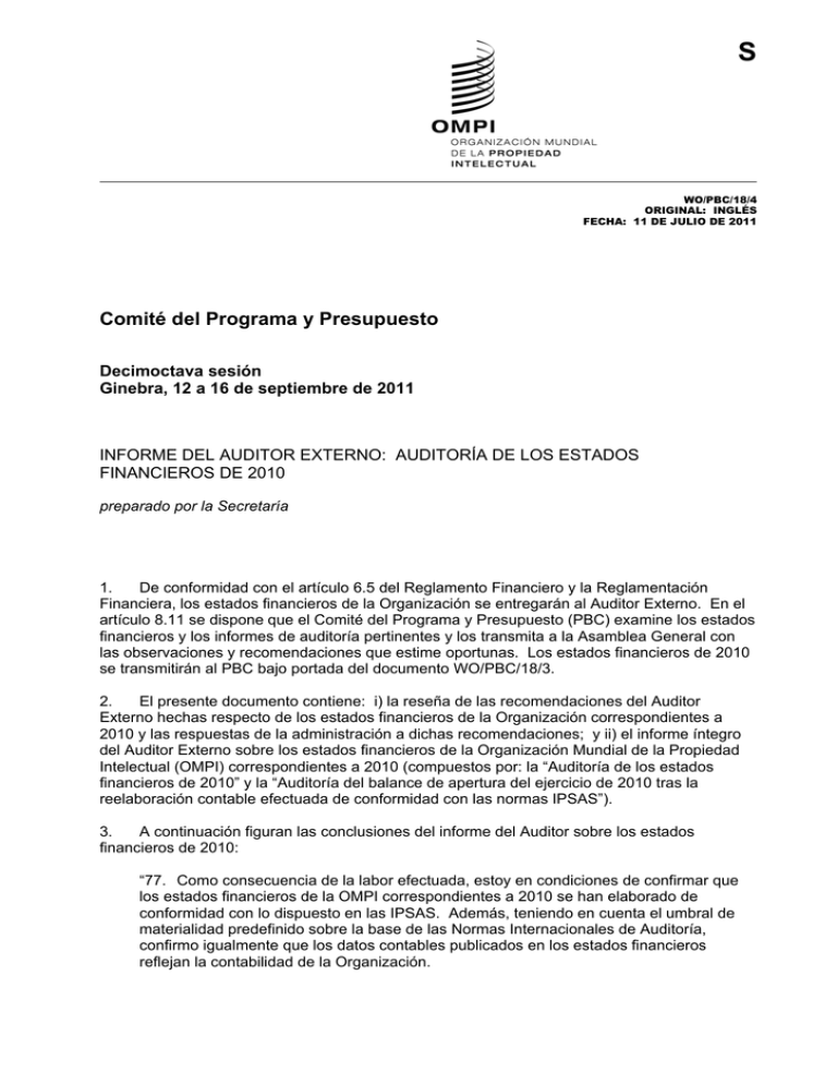 S Comité del Programa y Presupuesto Decimoctava sesión