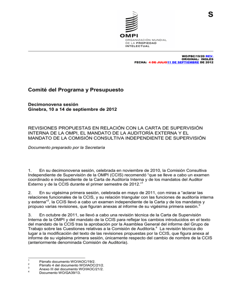 S Comité del Programa y Presupuesto