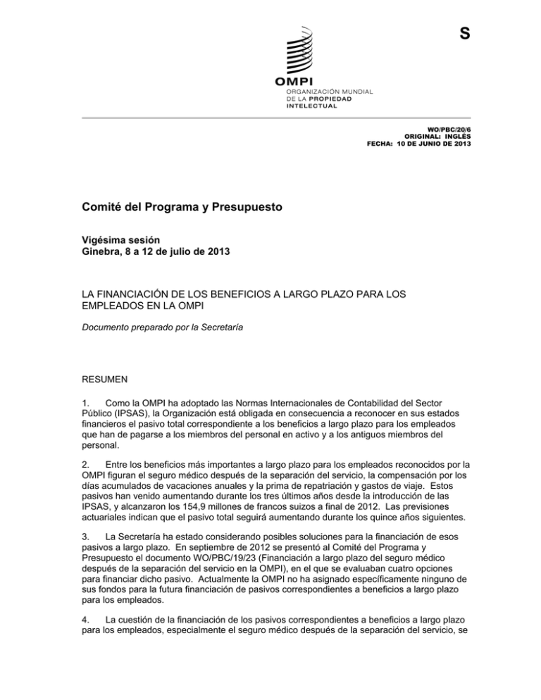 S Comité del Programa y Presupuesto Vigésima sesión