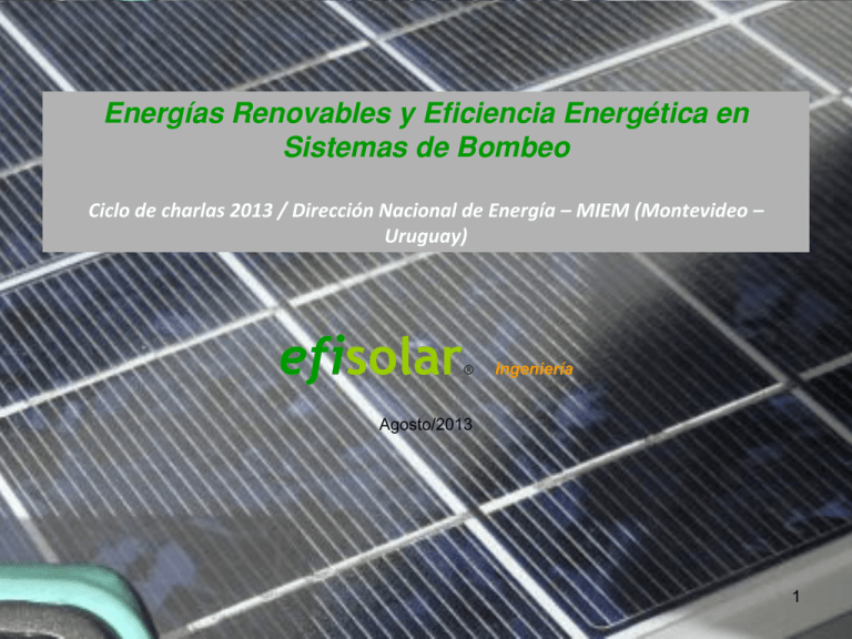 Energías renovables y eficiencia energética en sistemas de bombeo