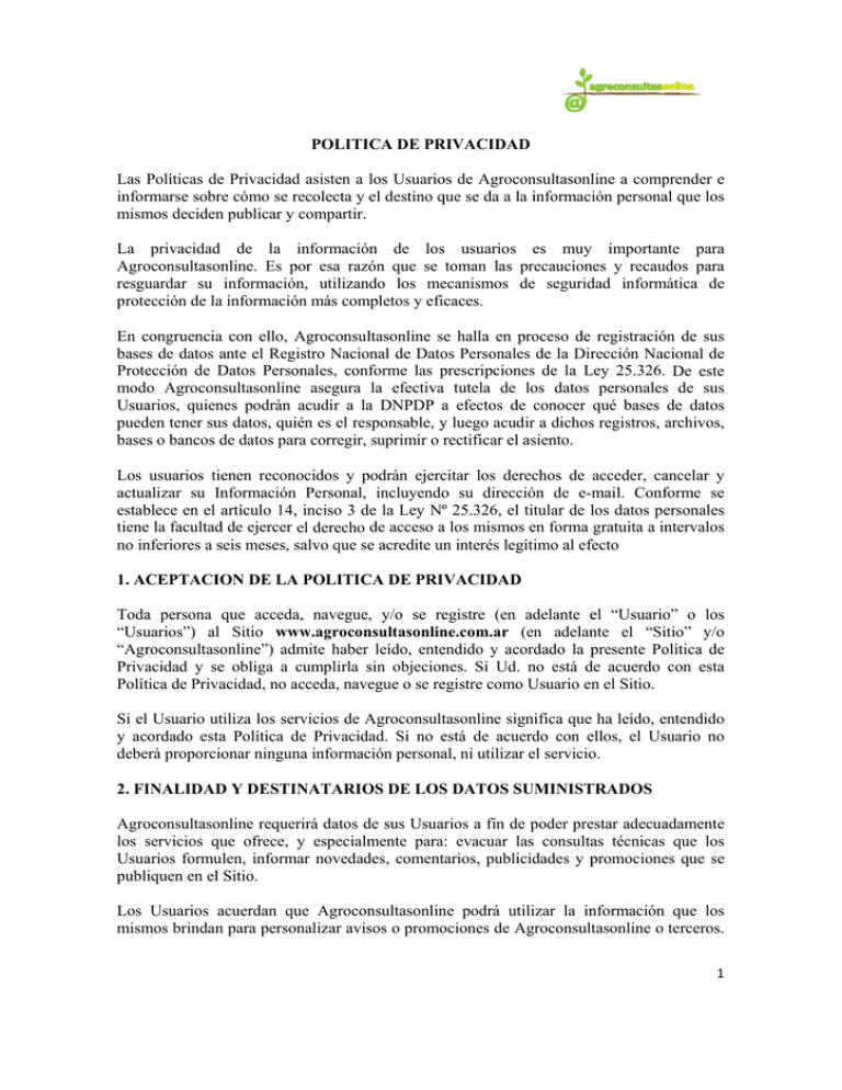 Pol tica de privacidad