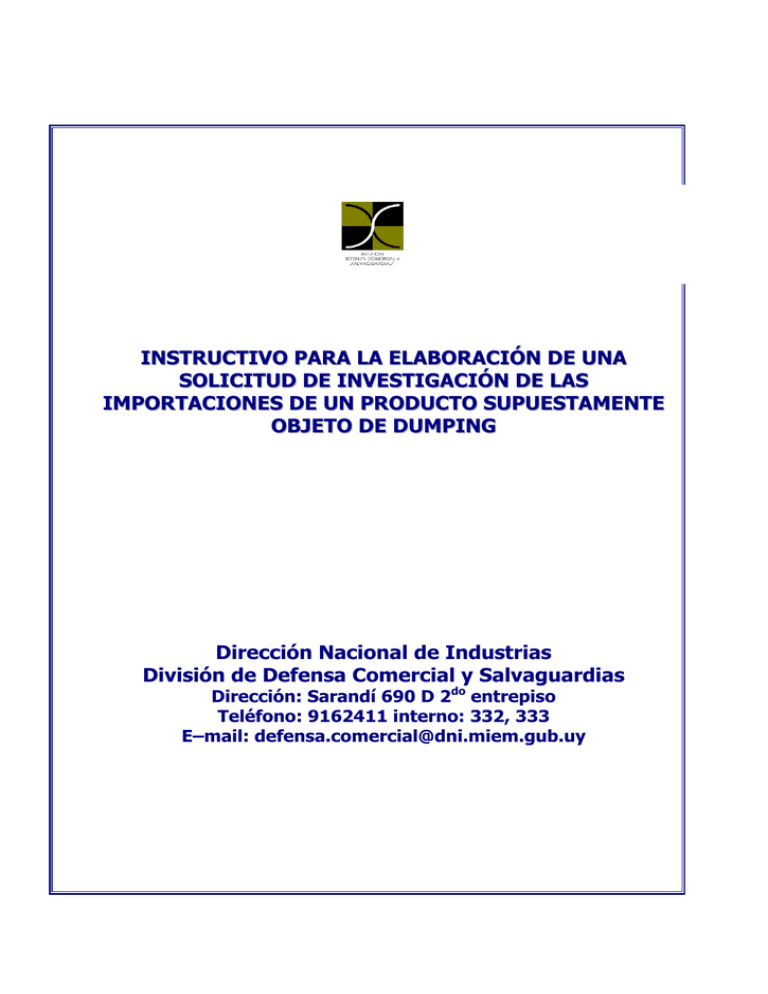 Instructivo para solicitud de investigación antidumping