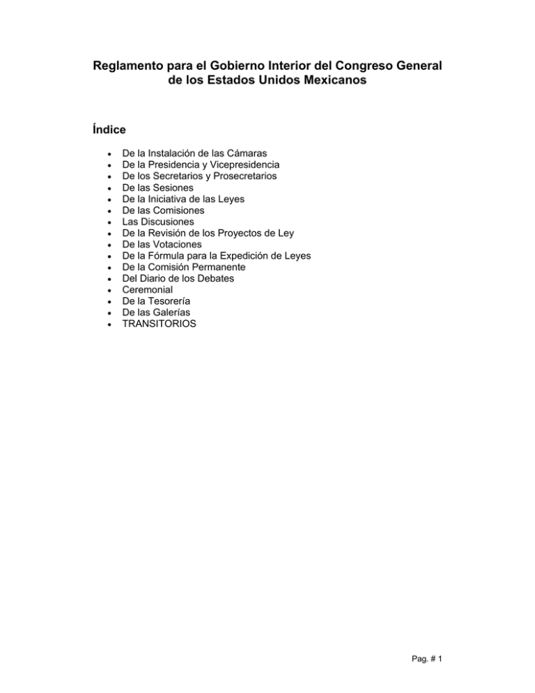 Reglamento para el Gobierno Interior del Congreso General de los ...