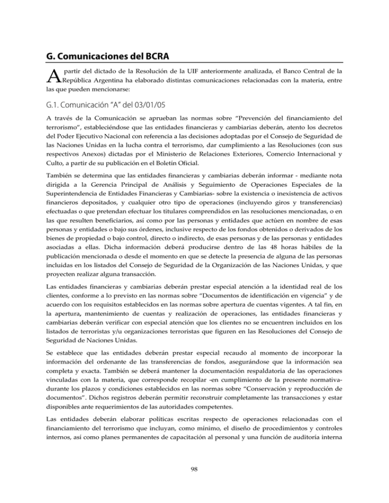 Comunicaciones del BCRA