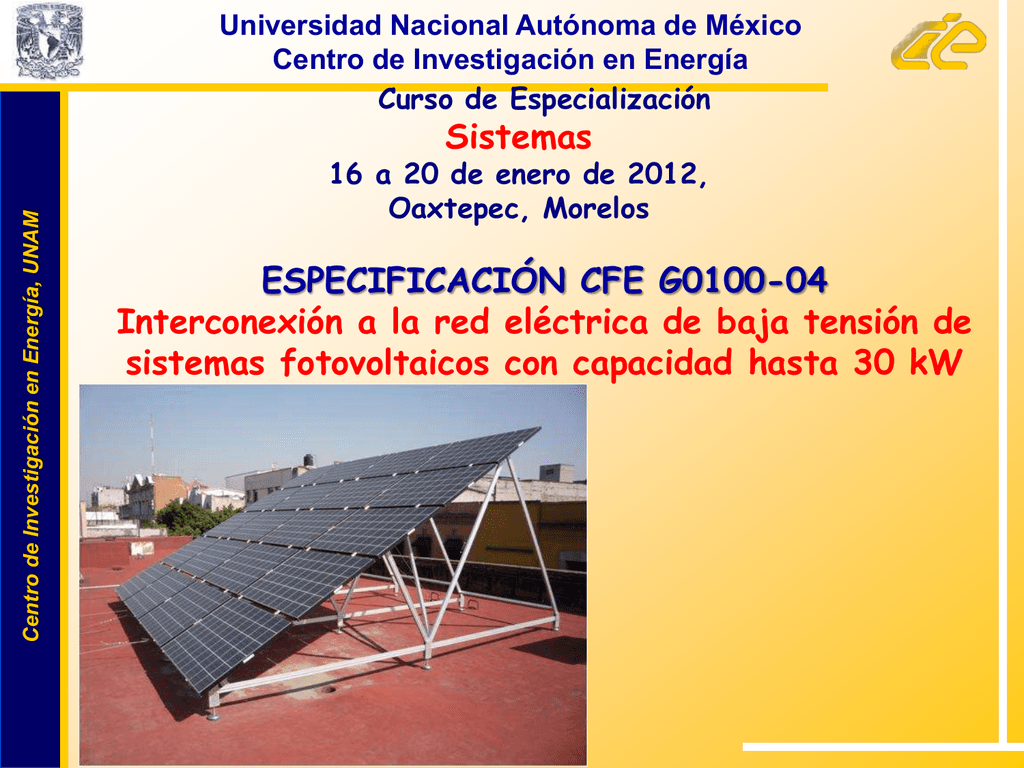 Especificaciones CFE-G0100-04