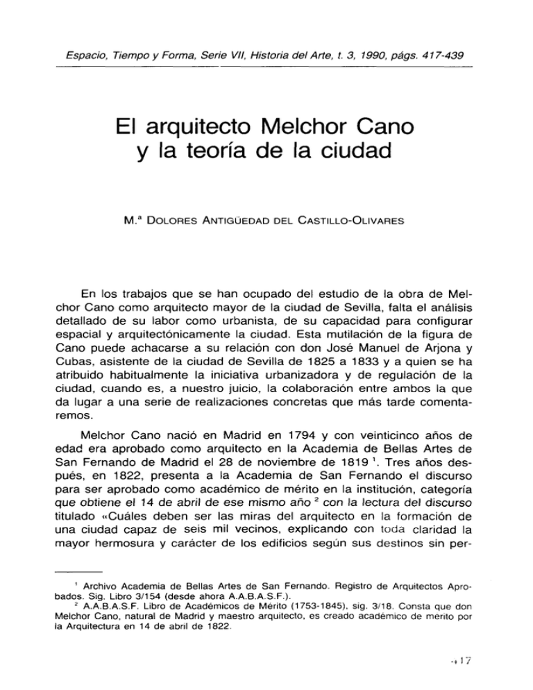 El arquitecto Melchor Cano y la teoría de la ciudad